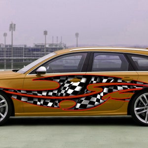 Checkered Flag Car Wrap, Checkered Flag Car Decal, Checkered Car ...