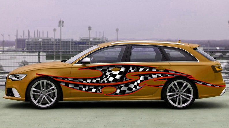 Checkered Flag Car Wrap, Checkered Flag Car Decal, Checkered Car ...