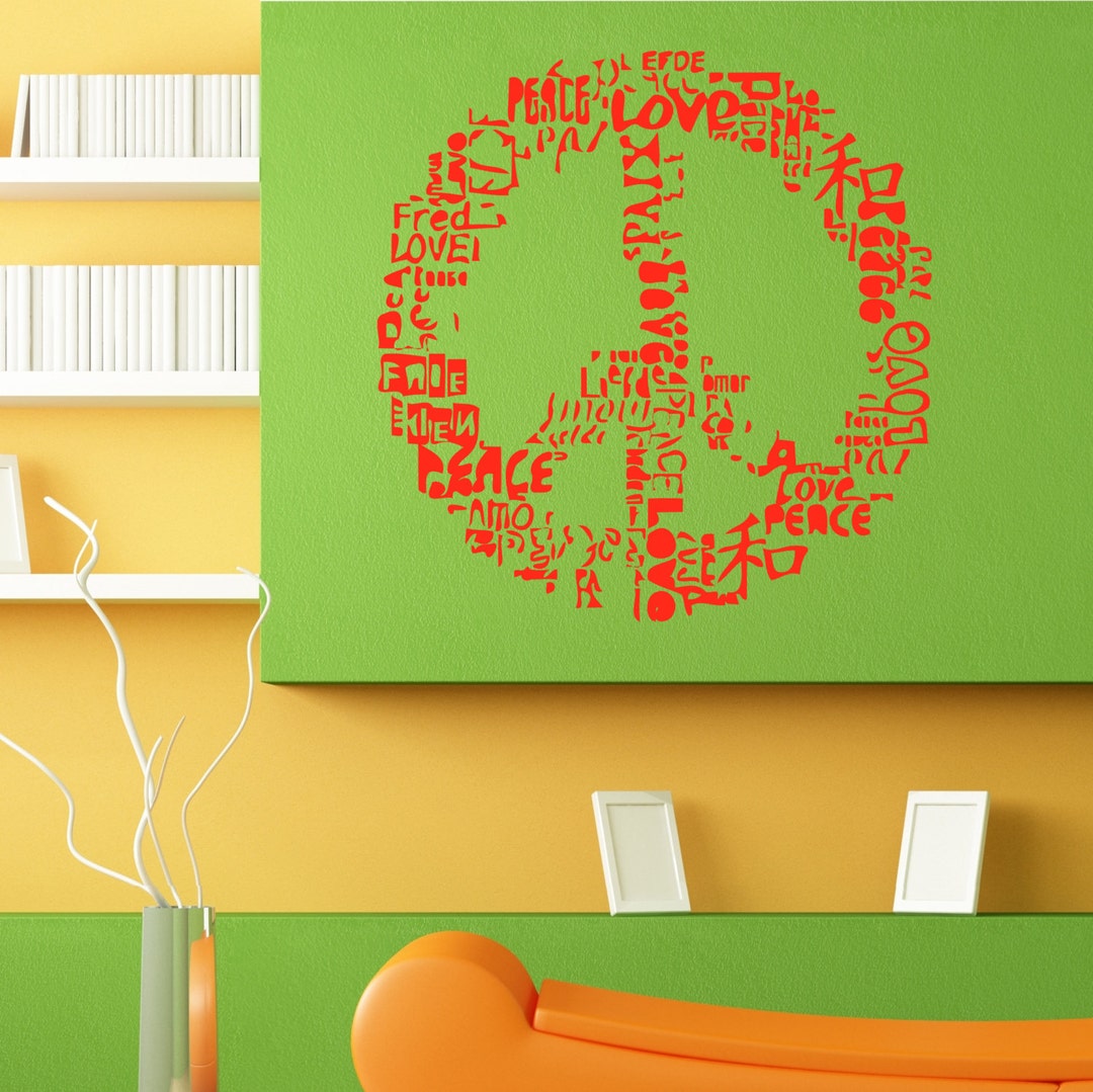 Cool Peace Love Sign Typography Wall Sticker Vinyl Mural Decal Home ...