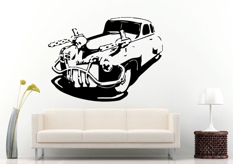 American Muscle Car With Ram and Machine Guns With Skull Head - Etsy