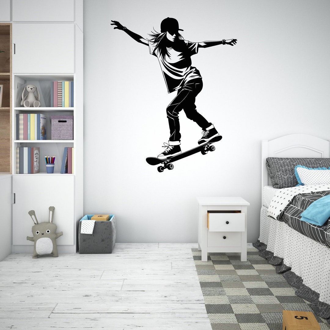Wall Decal SKATEBOARDER Skate Wall Art Stickers Skateboard Decals ...