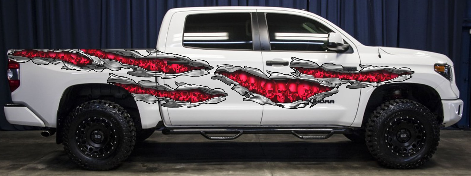 Skulls Truck Ripped Metal Graphics, Skulls Truck Wrap, Skull Truck Side ...