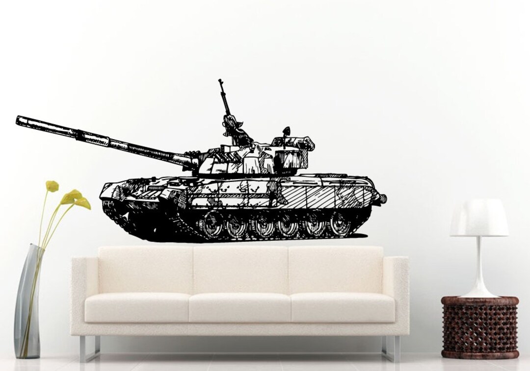 Old Vintage Army War Tank Wall Decal Vinyl Sticker Mural Room Decor ...