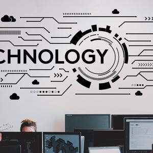 Technology Vinyl Wall Art Decal, Circuit Board Wall Decal, Office Wall ...