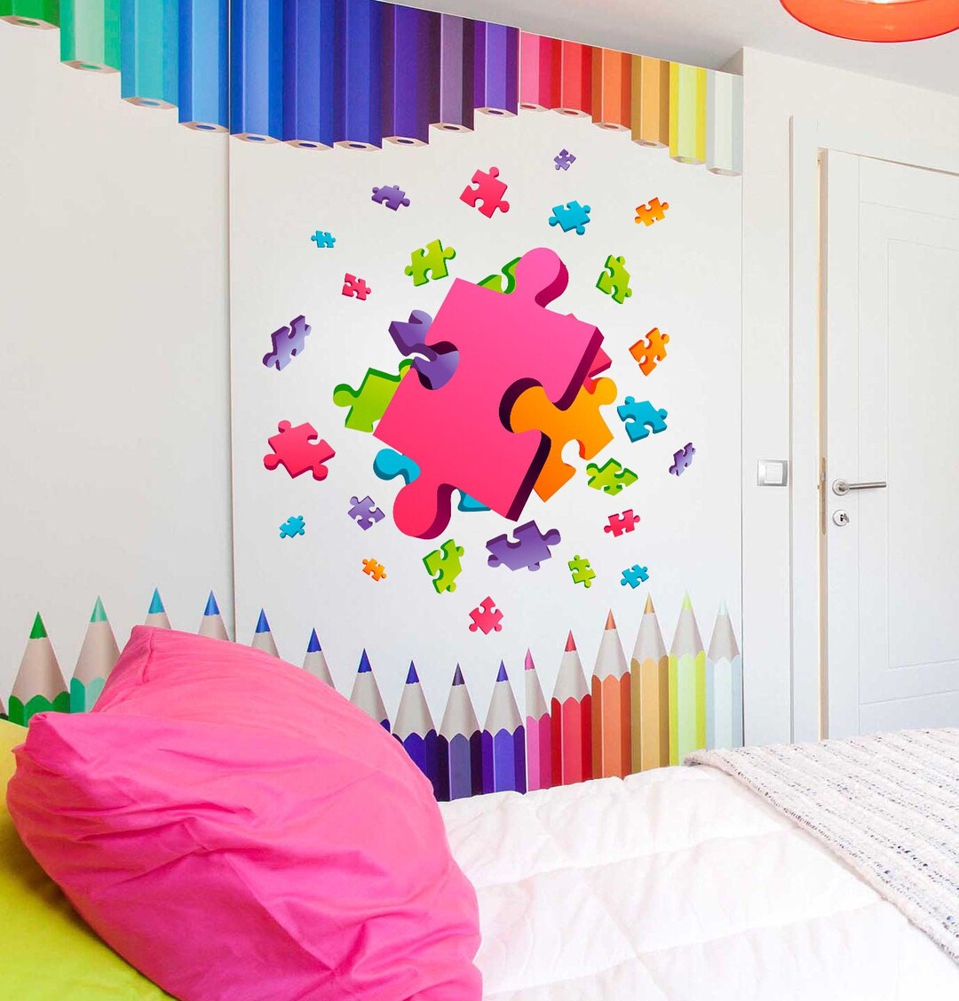 Puzzle Wall Decal, Puzzle Wall Sticker, Puzzle Wall Decor - Etsy