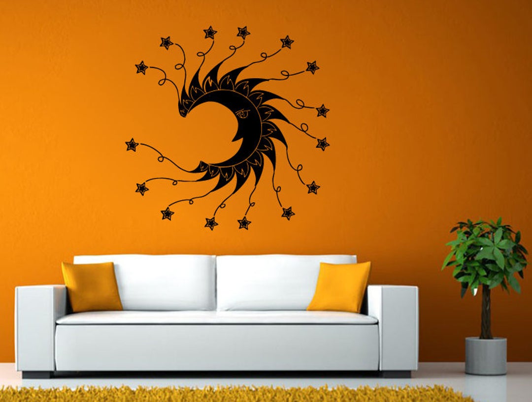 Night Moon Stars Sky Goodnight Sleep Snooze Bedroom Wall Sticker Decal ...