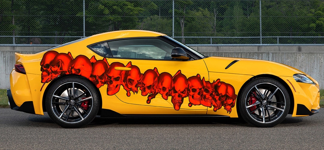 Skulls Tribal Car Wrap, Skulls Car Decal, 3D Skulls Car Sticker, 3D ...