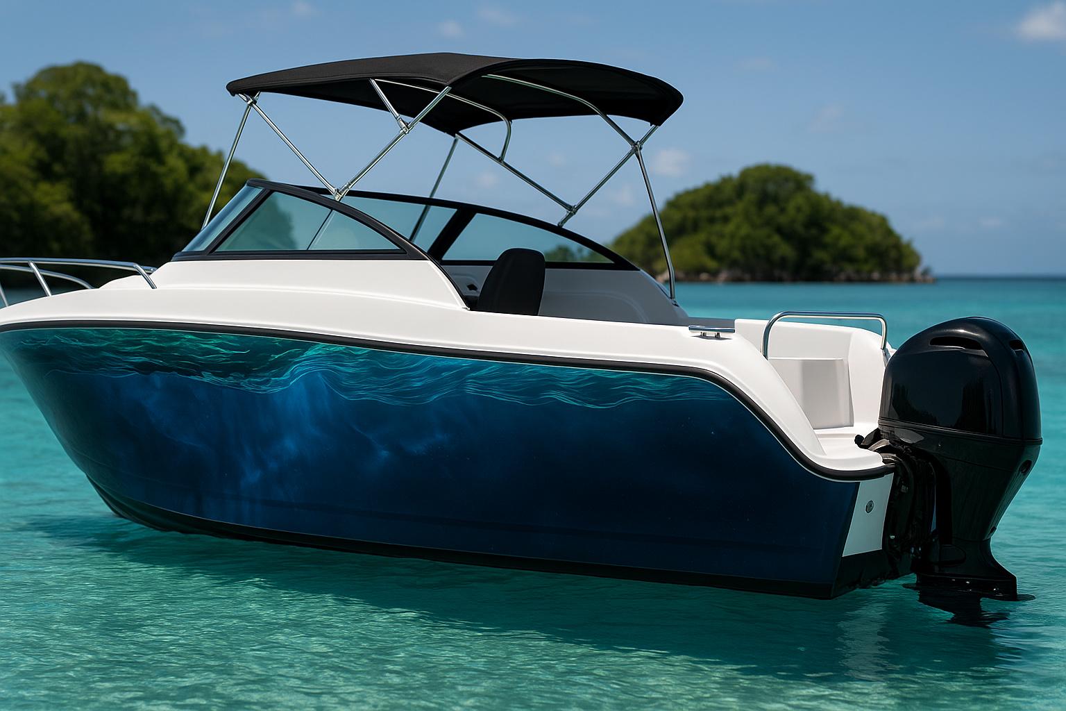 Deep Ocean Blue Boat Wrap – Marine Vinyl Yacht Wrap | Underwater Wave ...
