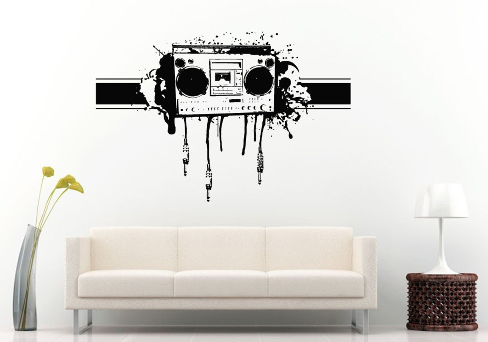Graffiti Audio Aux Cords Boom Box Retro Old School Music Player A-track ...