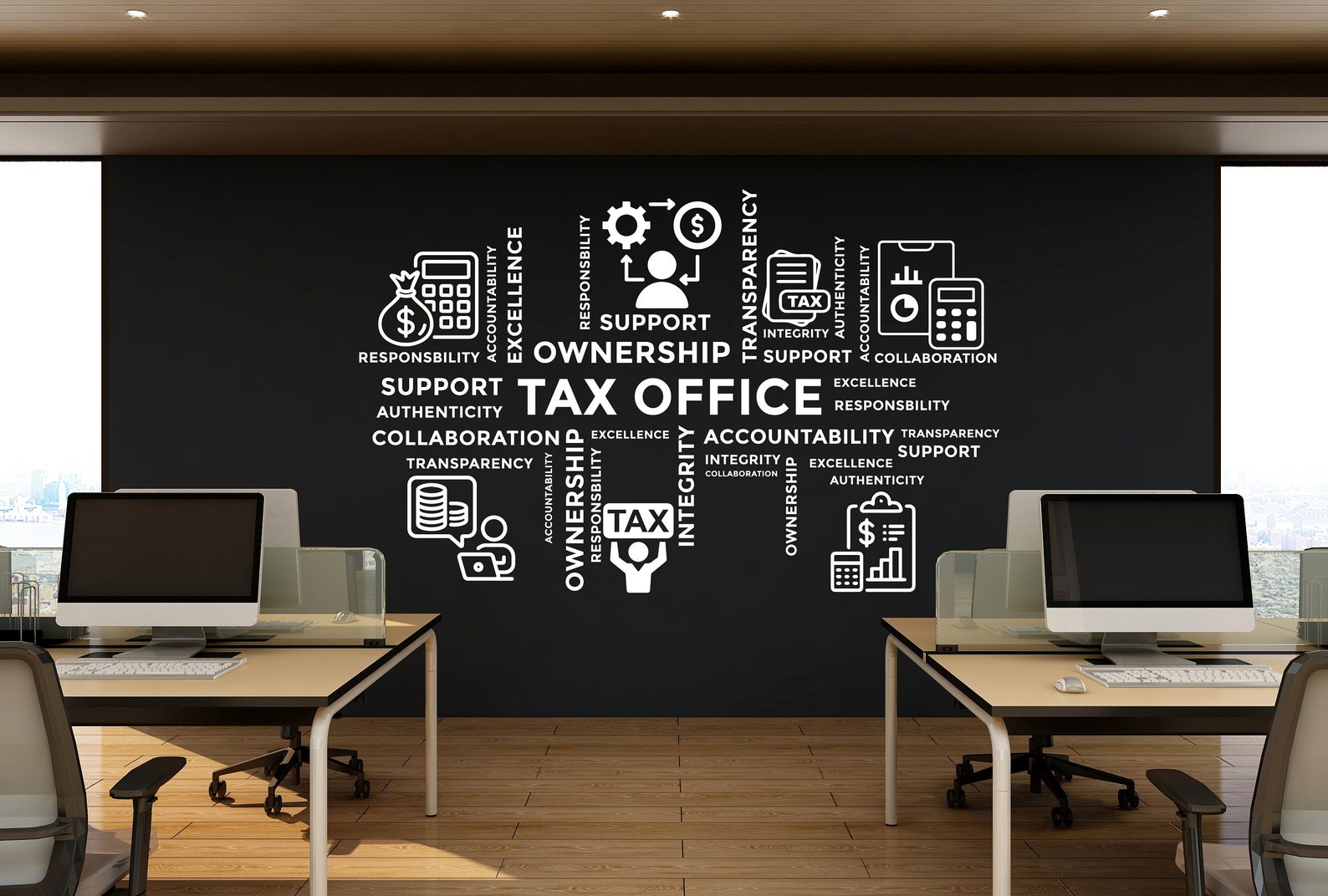 Tax Wall Decor Office Wall Decal Idea Teamwork Business Worker Inspire ...