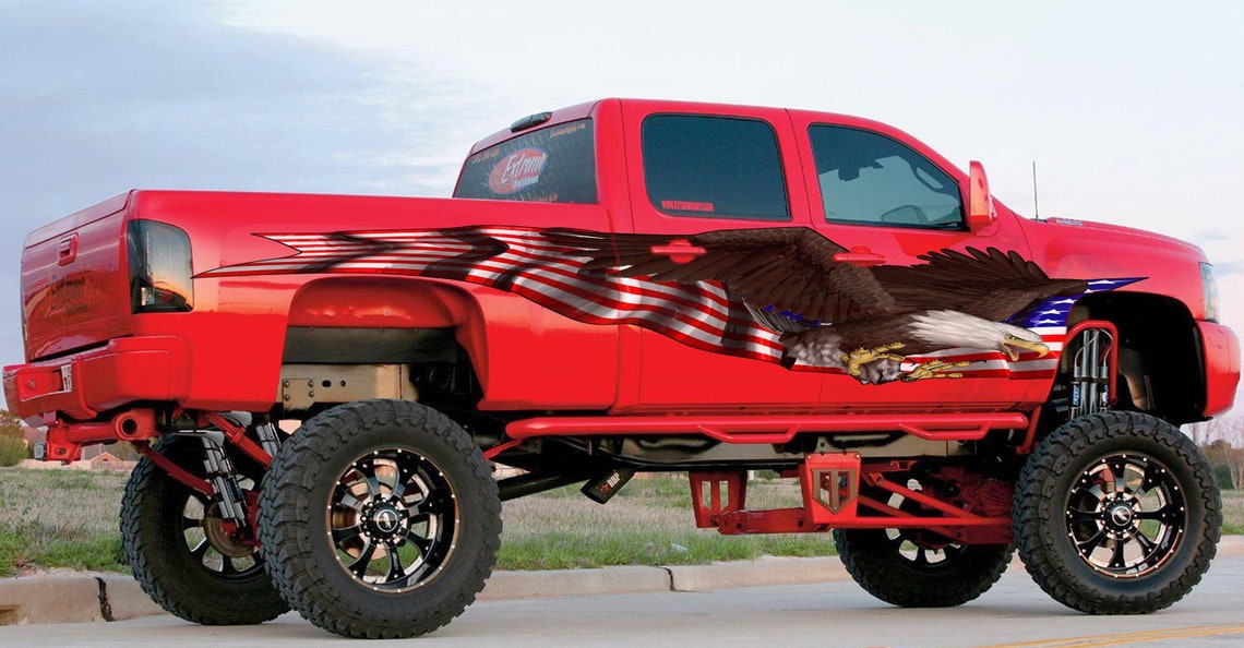 US Bald Eagle Truck Side Decal Full Color US Eagle Car Side - Etsy