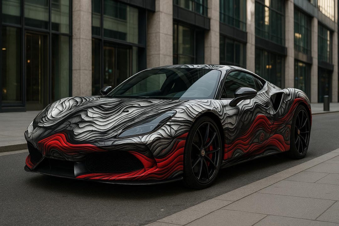 Lava Flow Supercar Wrap | 3D Topographic Red and Black Vinyl Car Wrap ...