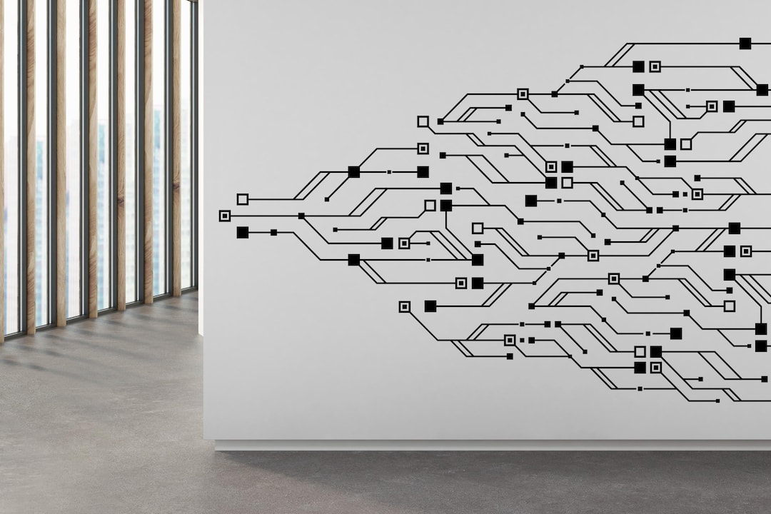 Circuit Board Binary Code Wall Decal, Technology Vinyl Wall Art Decals ...