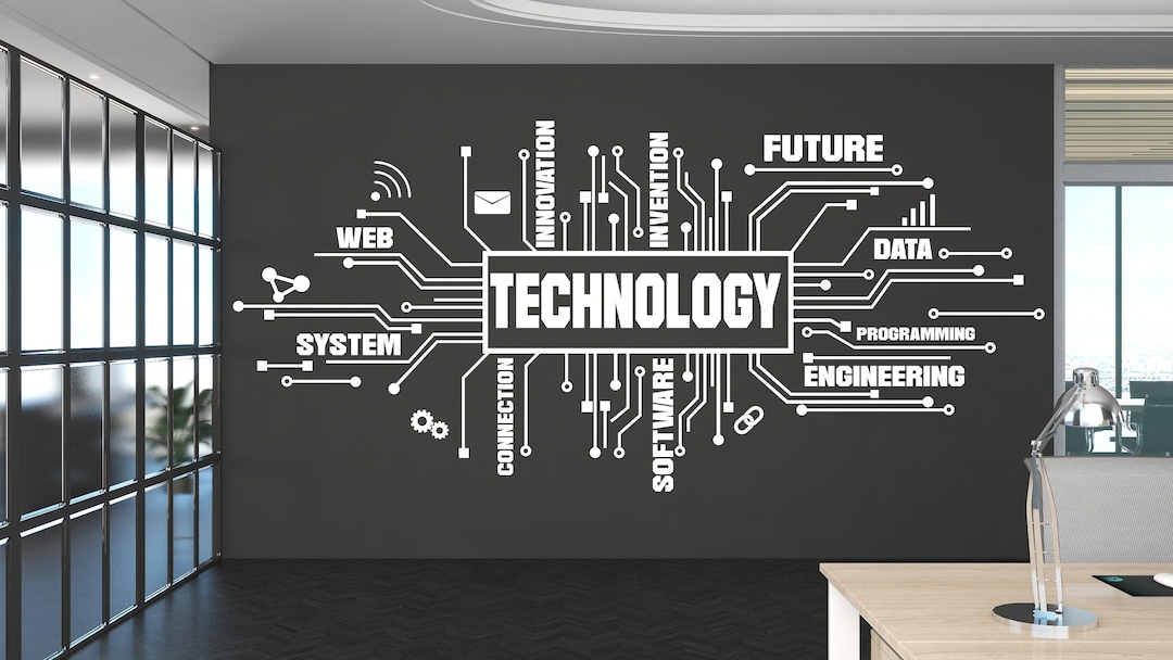 Technology Vinyl Wall Art Decal, Circuit Board Wall Decal, Office Wall ...