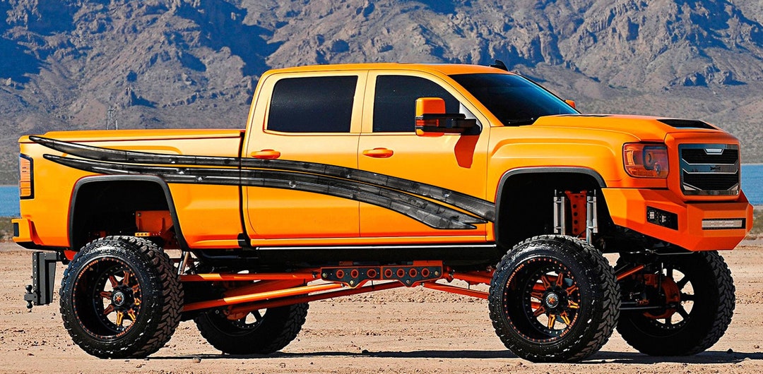 Tribal Racing Stripes Truck Side Full Color Vinyl Sticker, Racing ...