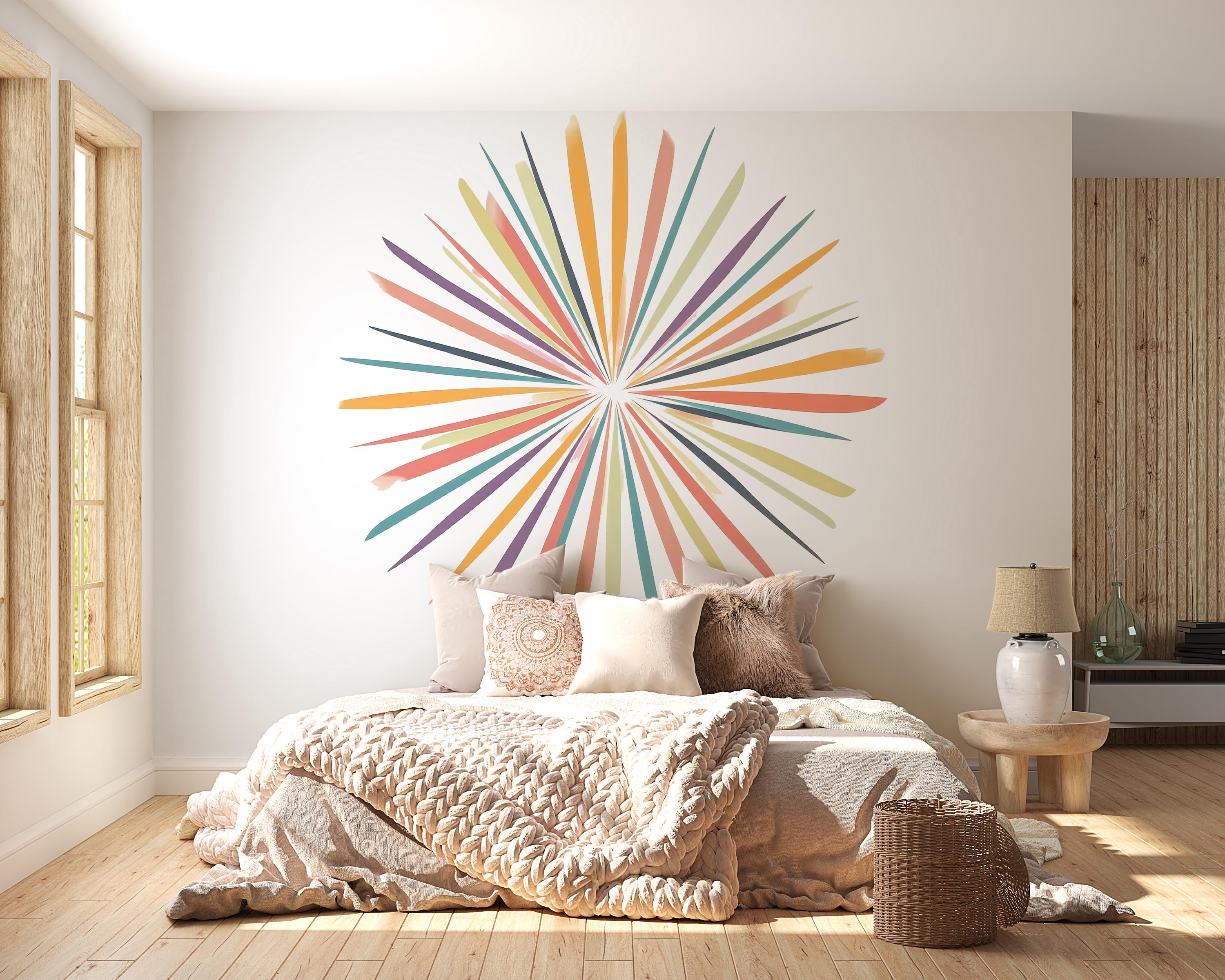 Large Starburst Wall Decal • Colorful Modern Wall Sticker • Oversized ...