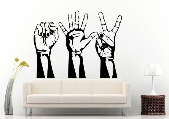 Hand Game Rock Paper Scissors Hands Wall Decal Vinyl Sticker - Etsy