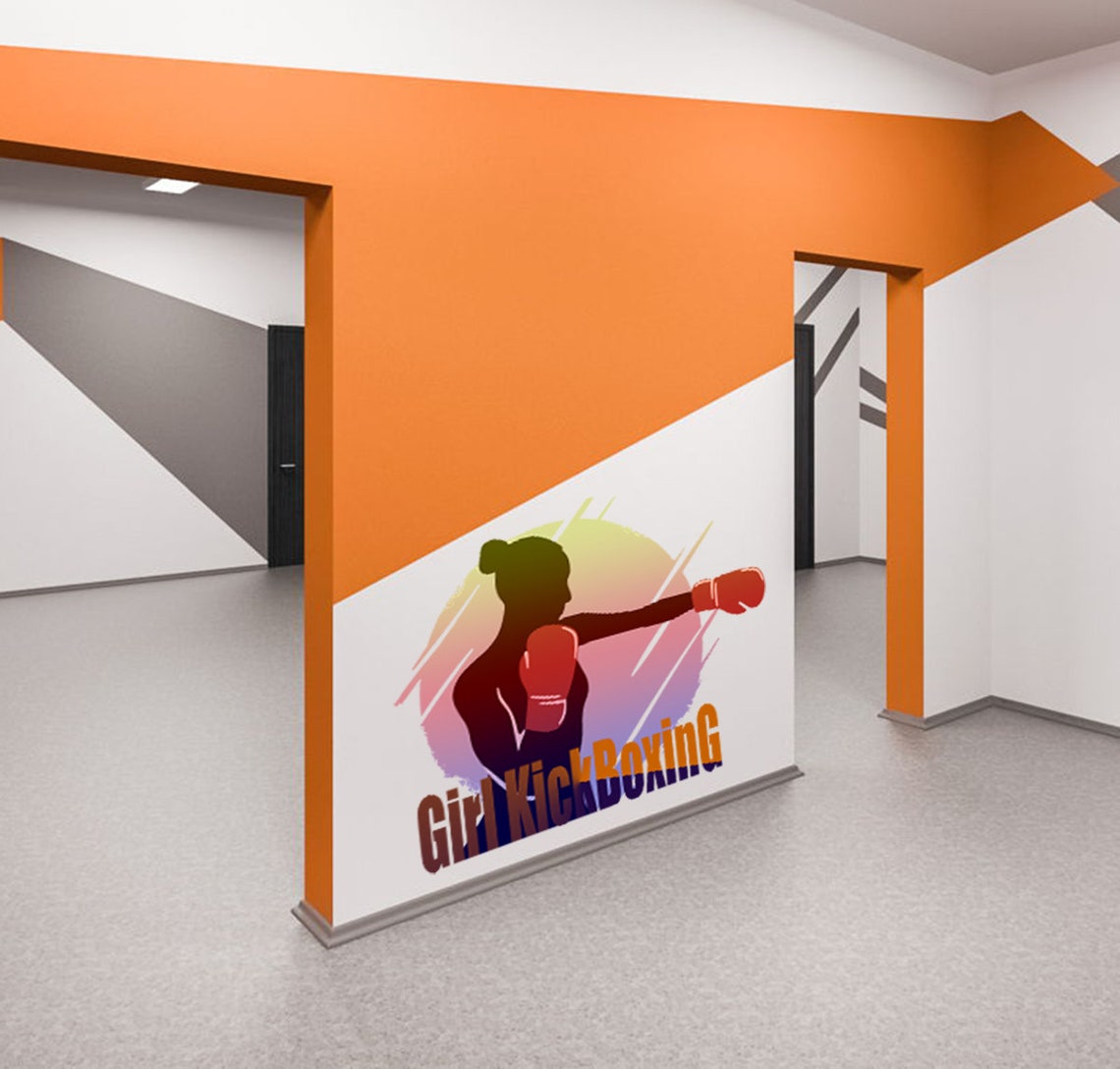 Girl Kickboxing Sticker Boxing Decal MMA Wall Art Fitness | Etsy
