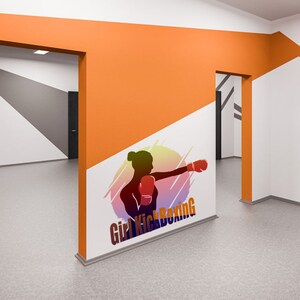 Girl Kickboxing Sticker, Boxing Decal, MMA Wall Art, Fitness Home Decor ...