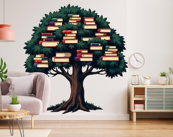 Library Tree Wall Art Decals, Library Wall Decal, Education Decals ...