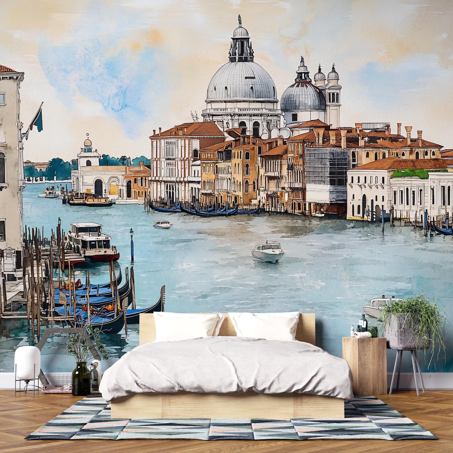 Venice Canal 3D Wallpaper Mural | Italian Gondola Cityscape Wall Decor ...