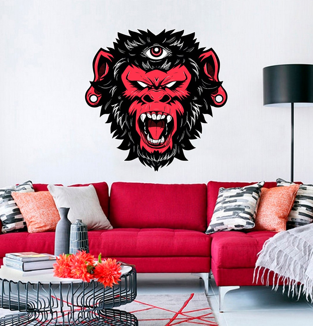 Three Eyed Monkey Decal, Monkey Sticker, Spiritual Monkey Decor - Etsy