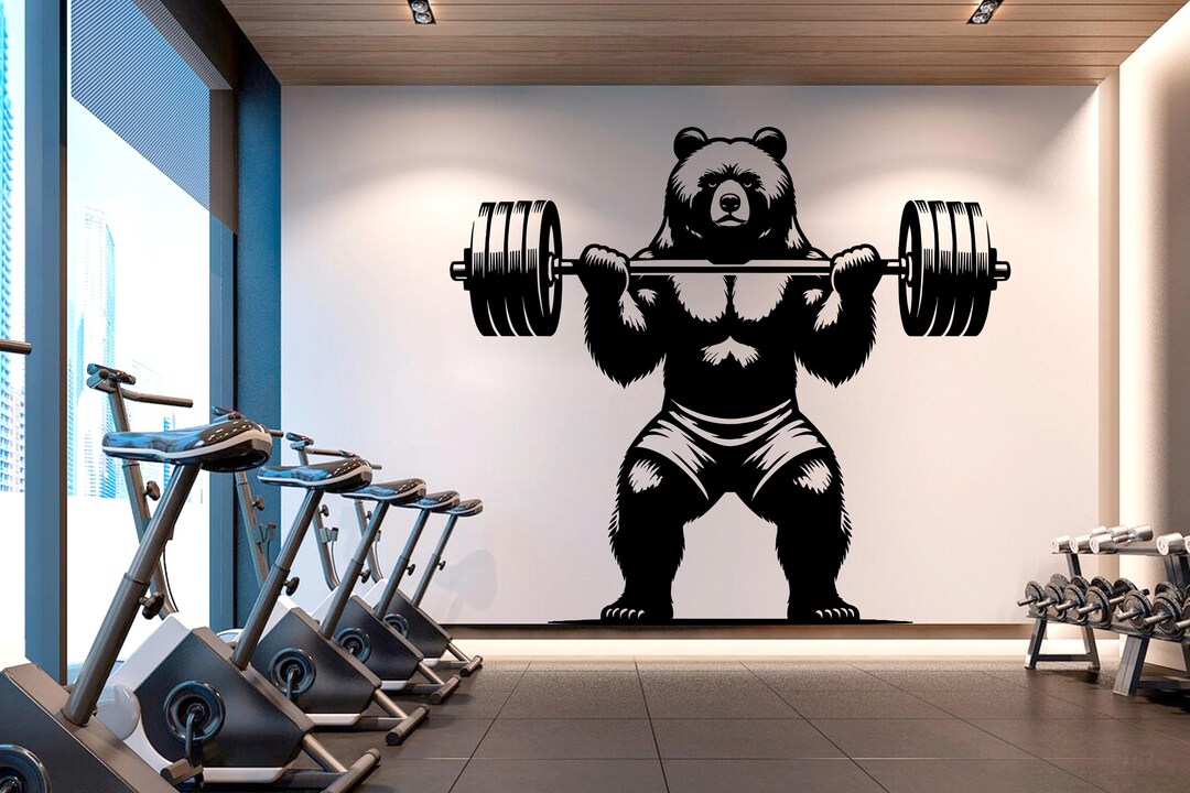 Bear Gym Wall Decor Bear Fitness Wall Art Gym Wall Decals Bear Wall ...