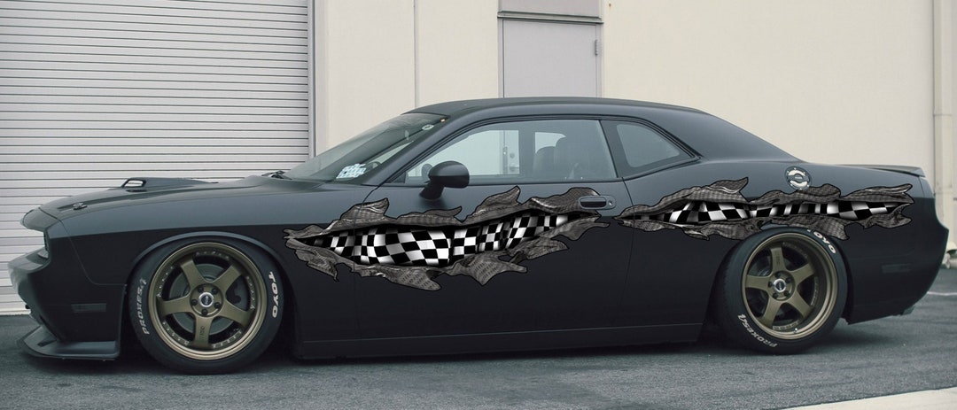 Checkered Flag Street Racing Graphic, Racing Flag Decal for Car ...