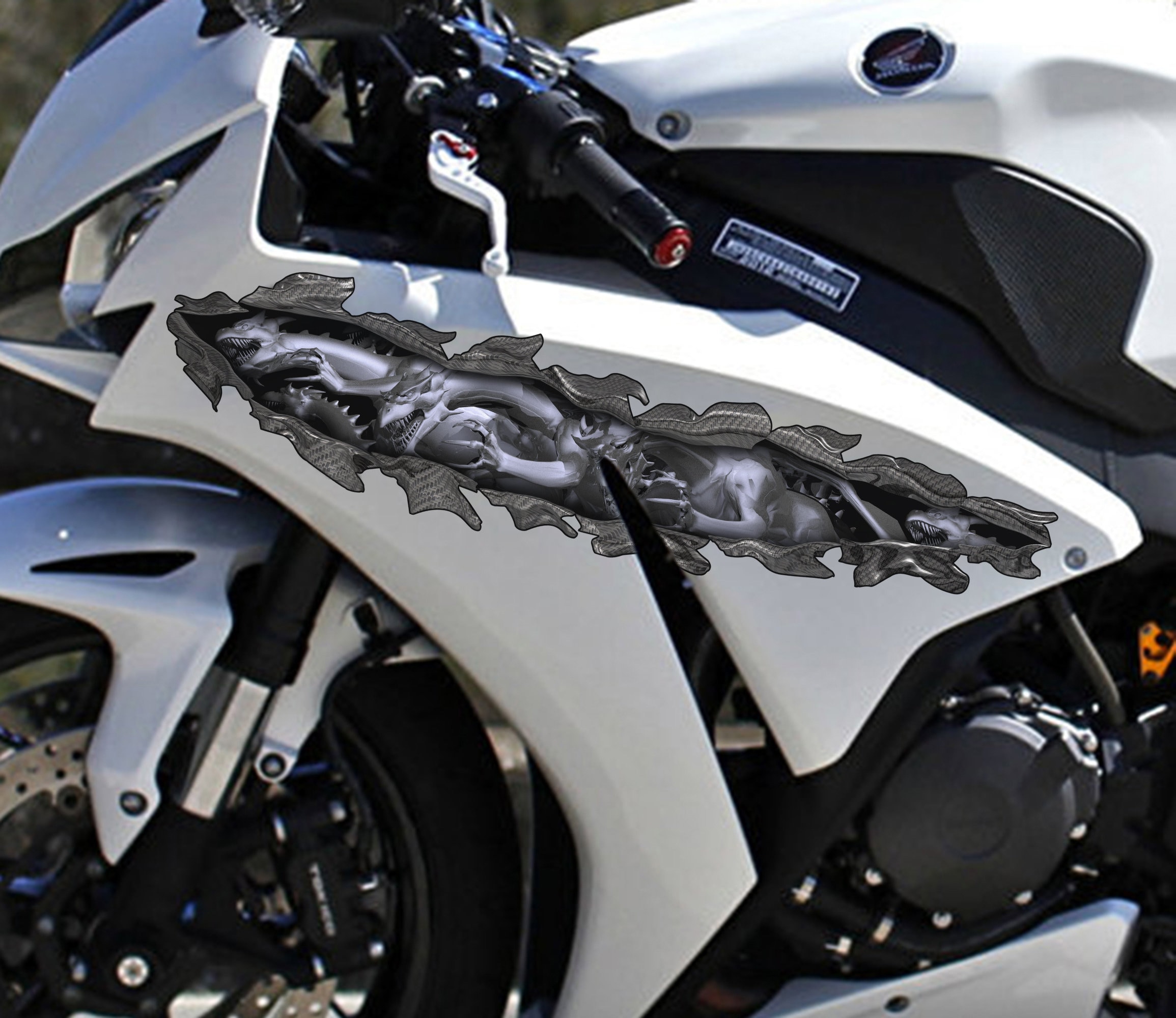 Dragons Sport Bike Vinyl Wrap, Dragons Bike Graphics Sticker, 3D ...