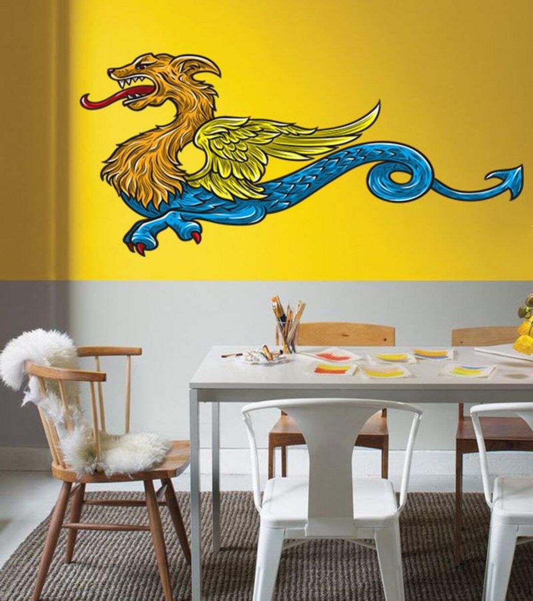 Fantasy Dragon Sticker, Fantasy Dragon Wall Decal, Fantasy Dragon Wall ...