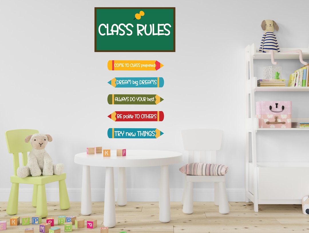 Classroom Rules Wall Decal – Colorful School Wall Decor, Motivational ...