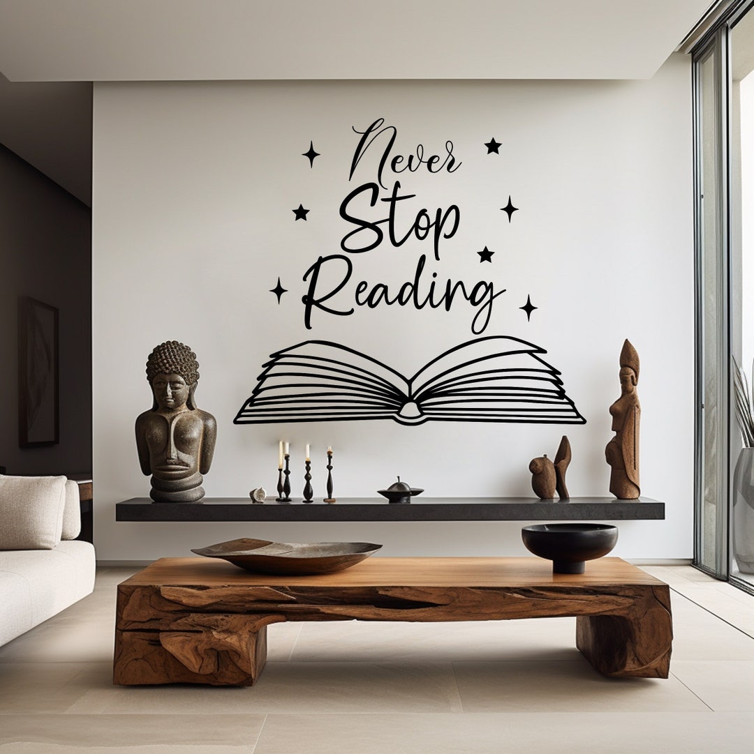 Library Vinyl Wall Art Decals, Book Shelves Decor, Library Wall Decal ...