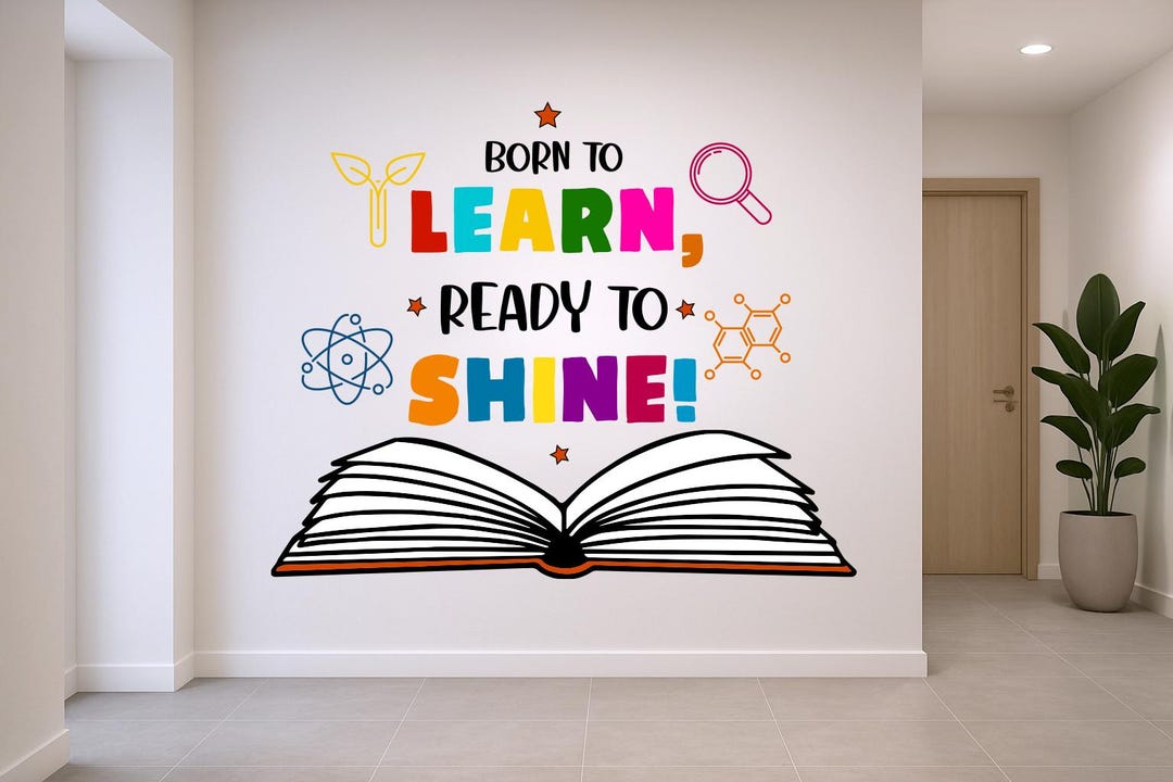 Book School Wall Art Decal, Library Wall Decal, Education Decals, Kids ...