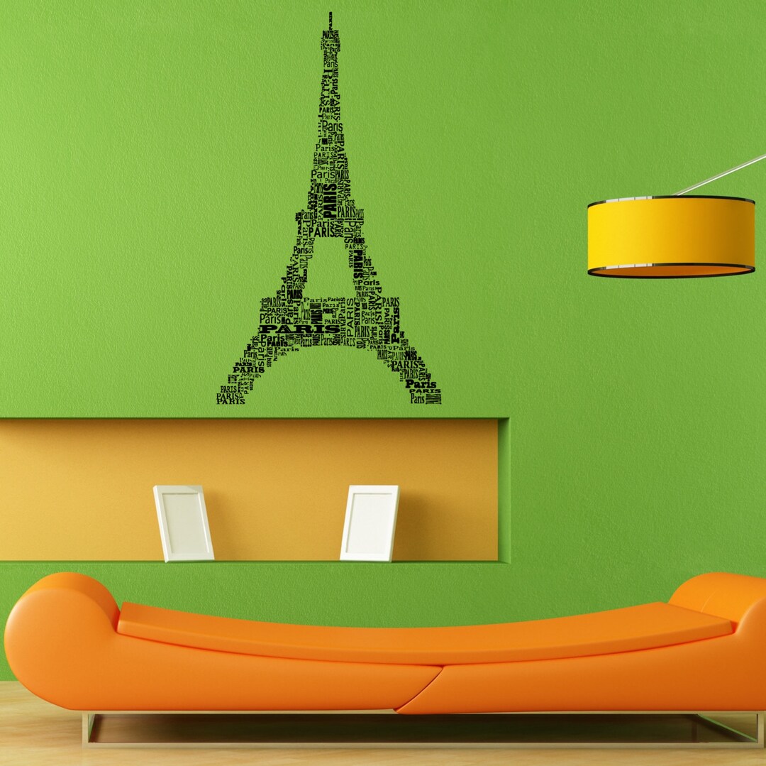 Eiffel Tower Paris Typography Words City France Monument Wall Sticker ...