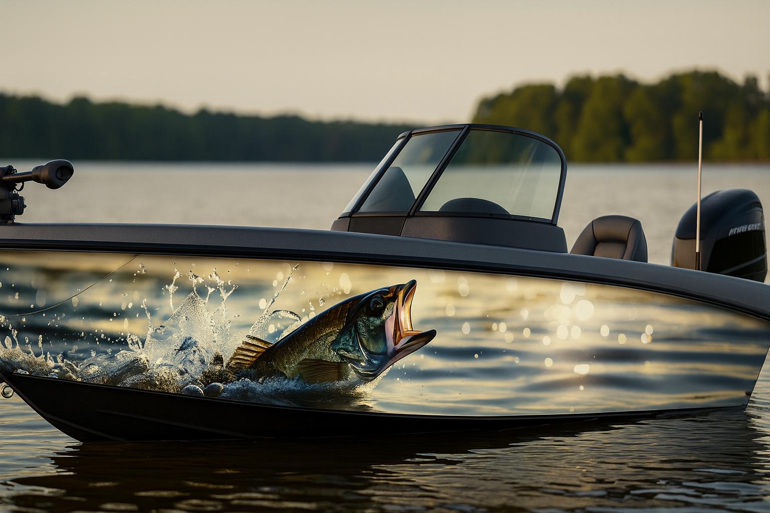 Bass Fishing Boat Wrap – Realistic Full-color Marine Vinyl Design for ...