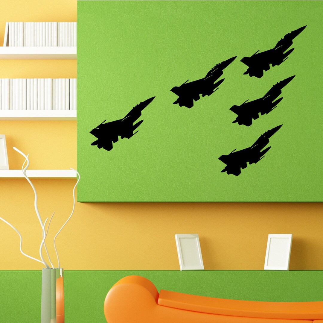 Fighter Jet Plane Combat Air Force Design Wall Sticker Vinyl Mural ...