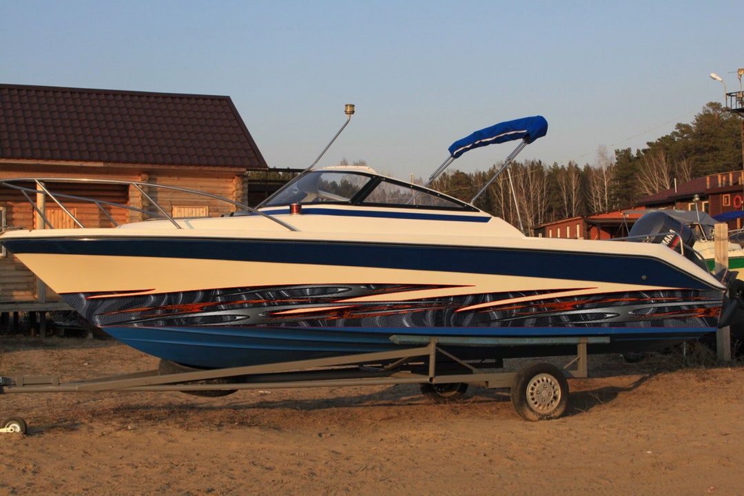 Full Color Yacht Graphics, Speed Boat Vinyl Sticker, Tribal Cigar Boat ...