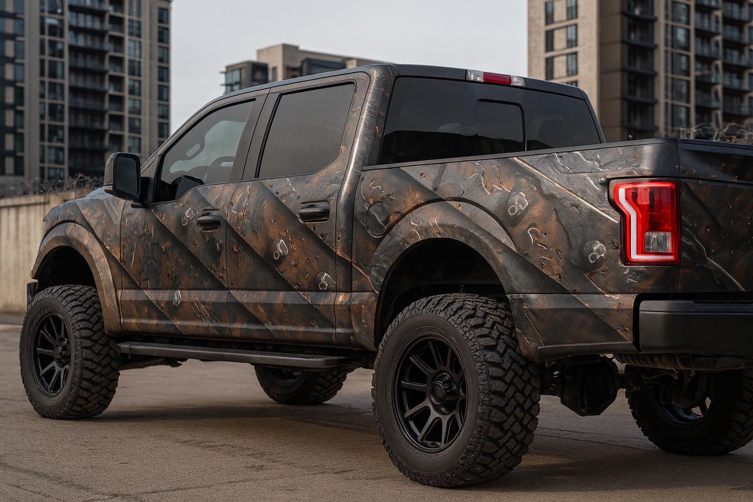Armored Metal Truck Wrap | Industrial Rust Texture Vinyl Car Wrap ...