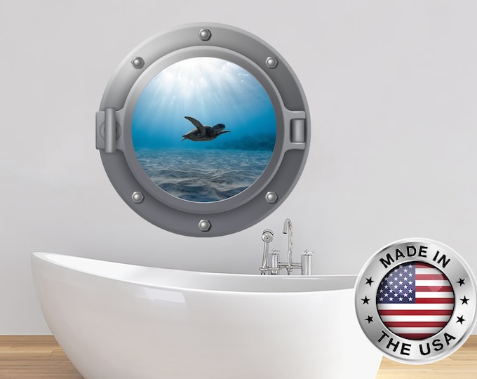 Sea Turtle Window Porthole Coral Reef Vinyl Wall Decal VWAQ GP31 - Etsy