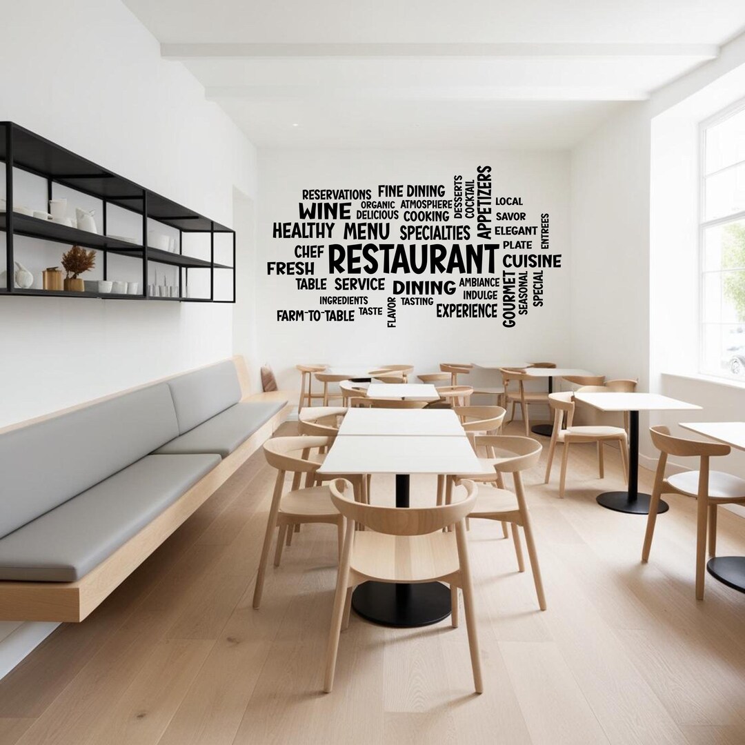 Restaurant Word Cloud Wall Decal – Personalized Dining & Menu Inspired ...
