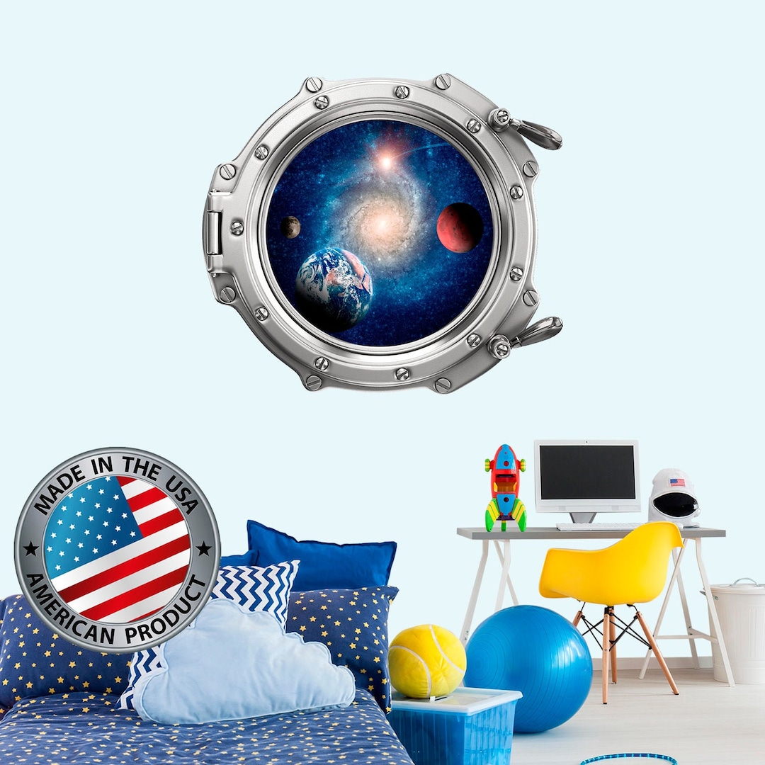 Solar System Room Decor 3D Porhole Wall Decal. Space Wall Mural Kids ...