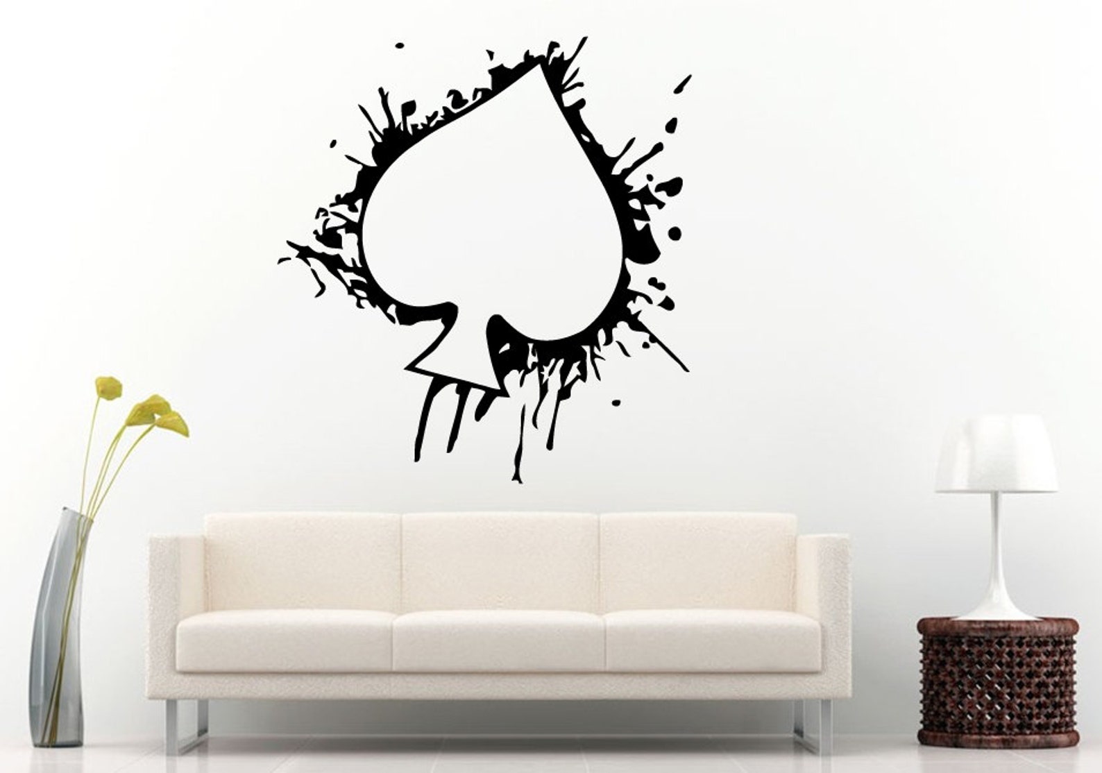Unique Abstract White Spades Playing Card Splash Wall Decal Vinyl ...