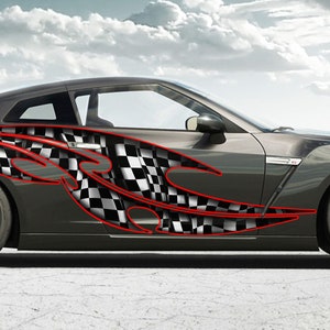 Checkered Flag Car Wrap, Checkered Flag Car Decal, Checkered Car ...