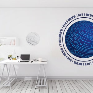 Circuit Board Wall Decal, Globe Technology Vinyl Wall Art, Computer ...