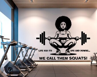 Girl Locs Hair Gym Wall Decal Fitness Quotes Women Decor Workout Power ...