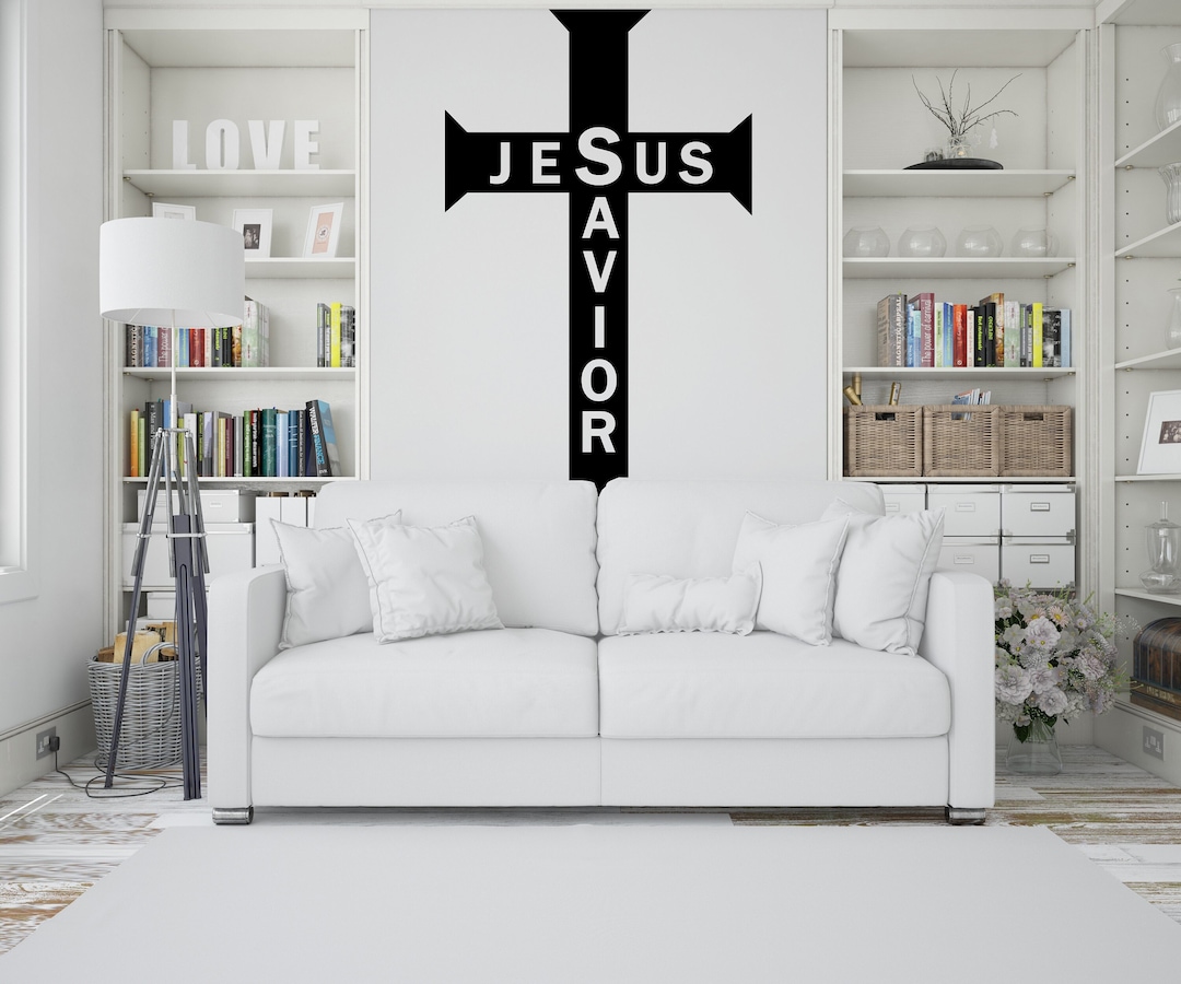 Jesus Savior Christian Religious Cross Wall Sign, Christian Wall Words ...