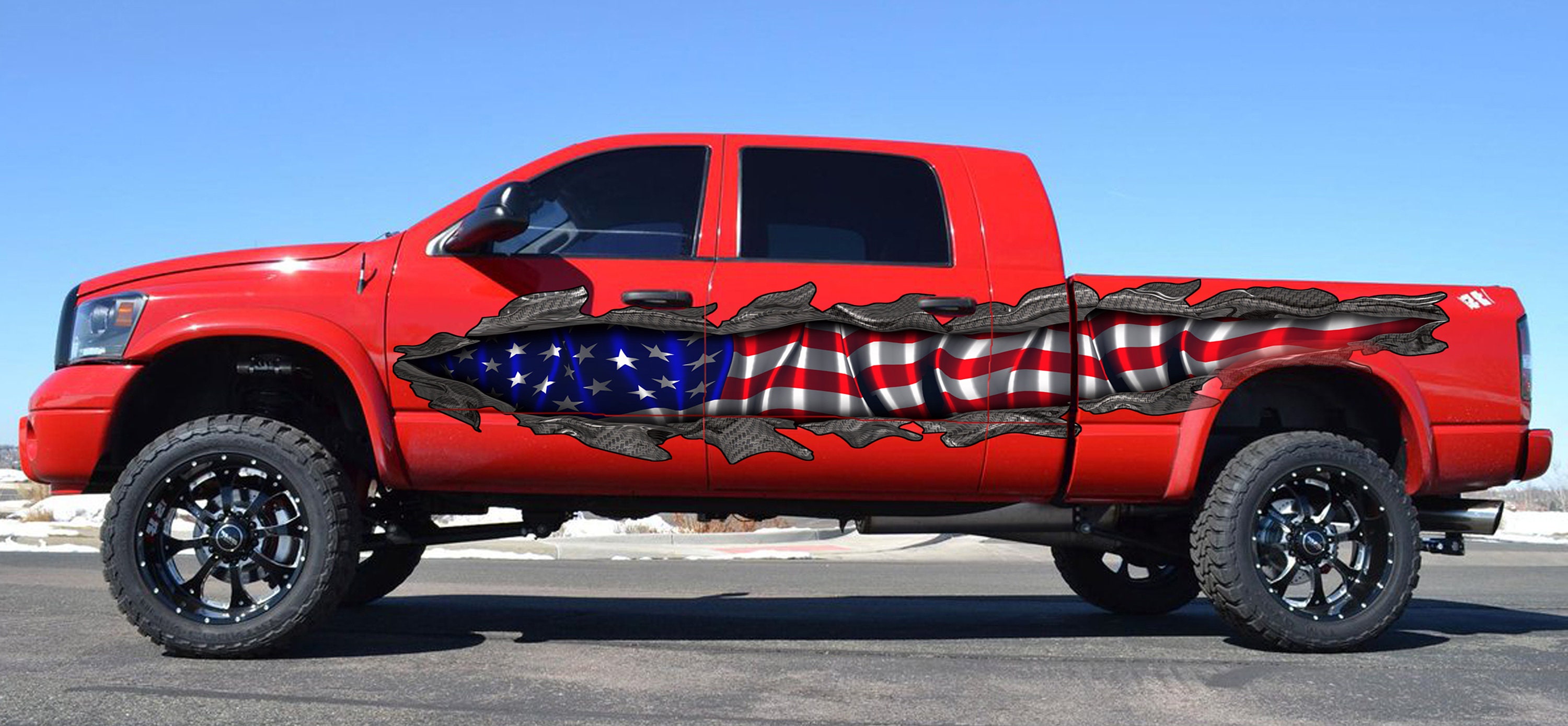 American Flag Full Color Car Side Graphics, USA Flag Car Vinyl Decal ...