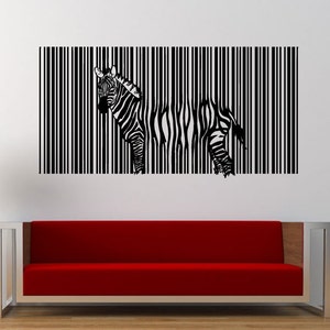 Melting Zebra Bar Code Wall Decal Sticker Vinyl Mural Leaving Bedroom ...