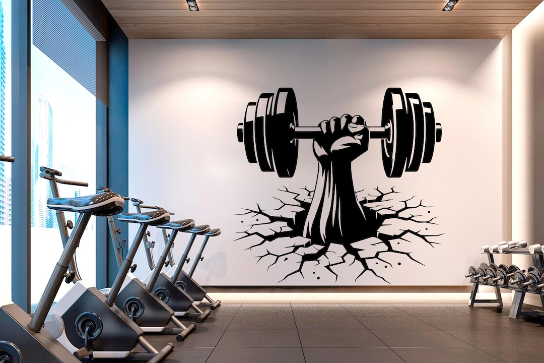 Gym Wall Decor Crack Wall Fitness Wall Art Gym Wall Decals Gorilla Wall ...