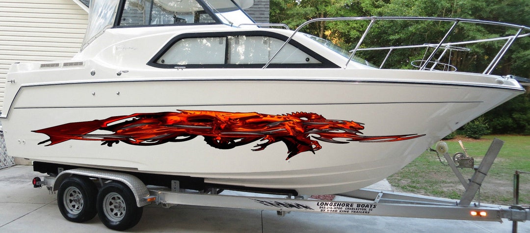 Dragon Boat Vinyl Side Design, Tribal Dragon Boat Graphics, 3D Dragons ...